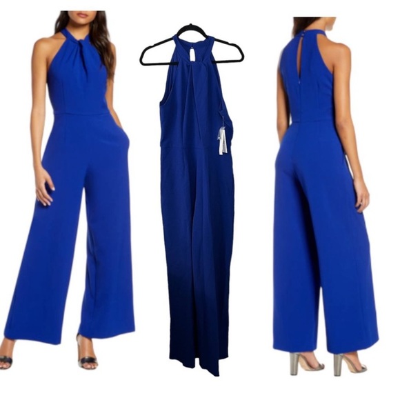 julia jordan | Pants & Jumpsuits | Nwt Julia Jordan Royal Blue Twist Halter Style Wide Leg ...